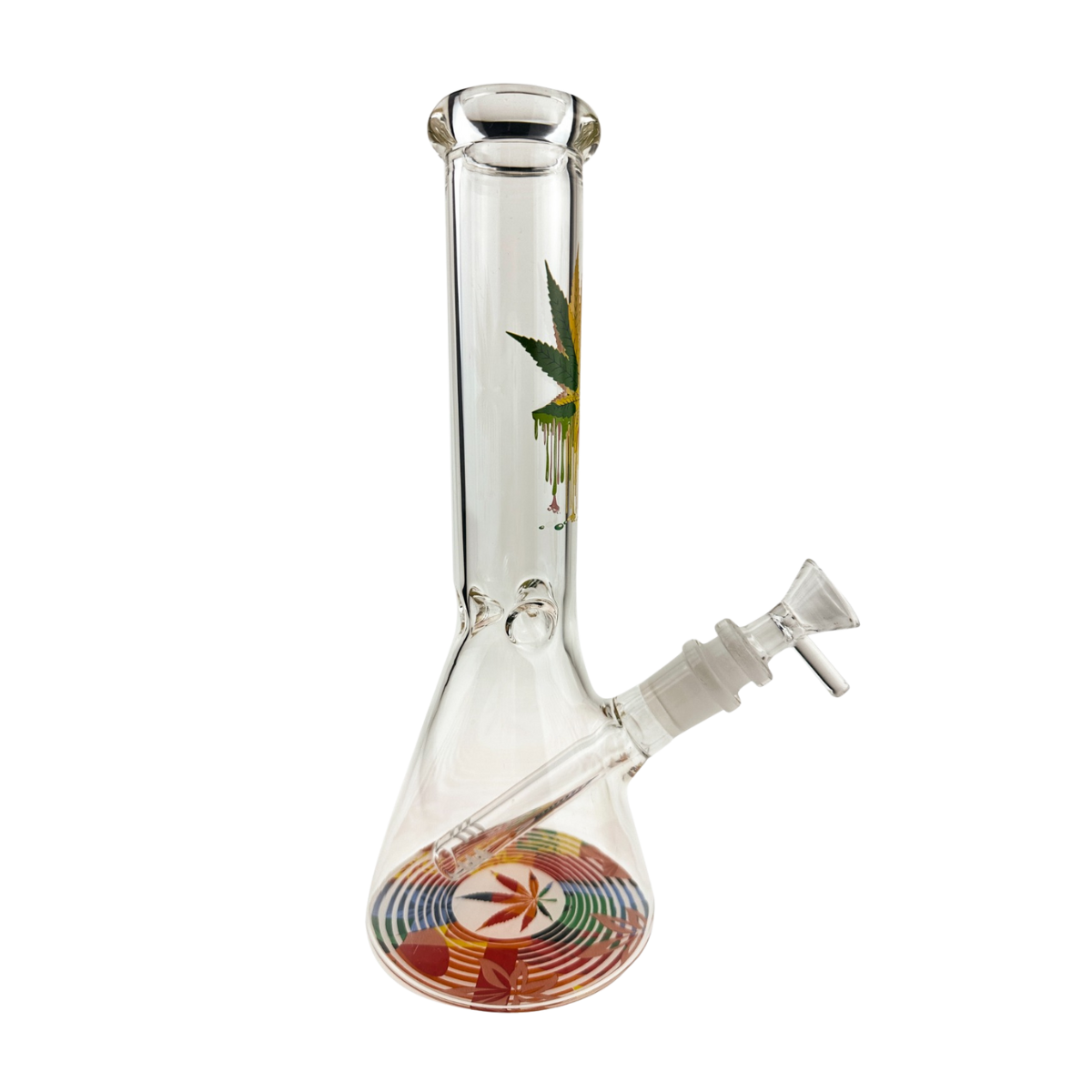 Kaya 25cm Colorful Leaf Design Beaker Bong Glass Water Pipe – The Green Box